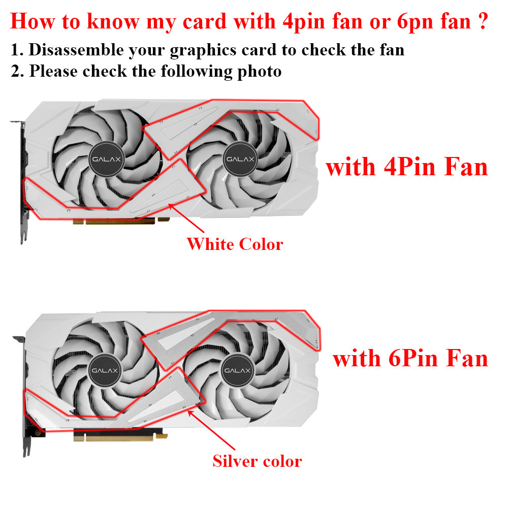 102mm White GPU Cooling Fan with LED for Galax RTX 3060 Ti 3070 3060Ti ...